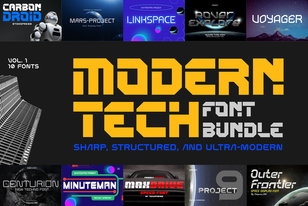 Modern tech font bundle - Just The Skills